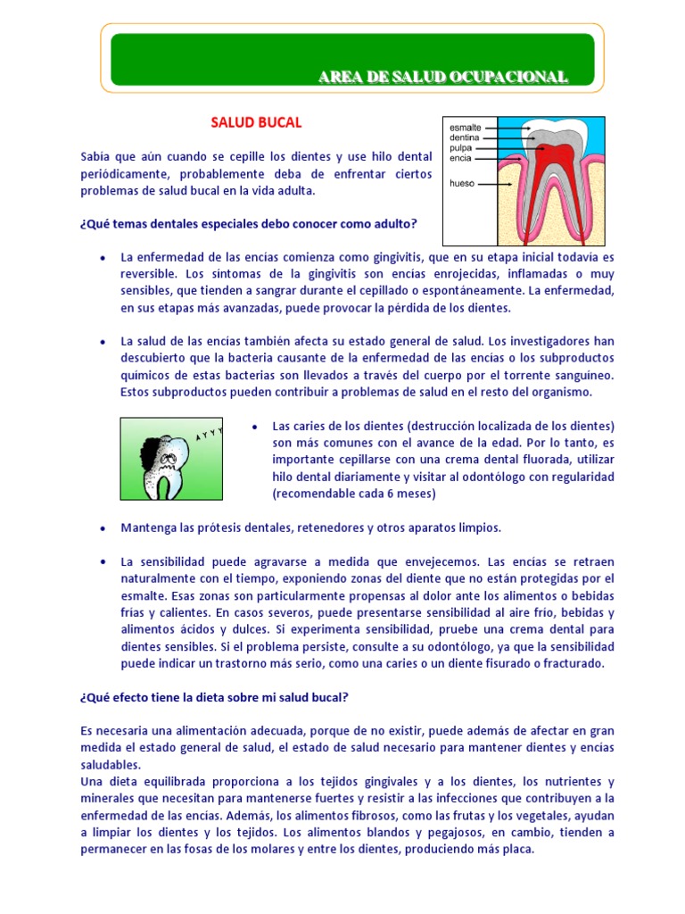 Charla 5 minutos-SO - Salud Bucal | PDF | Odontología | Alimentos