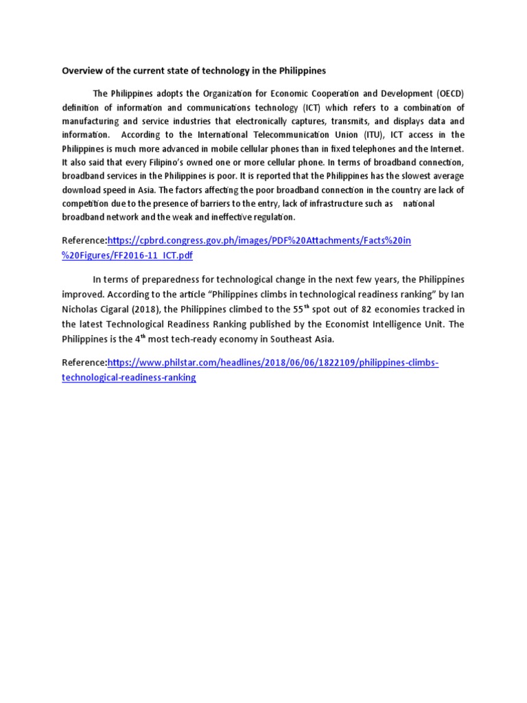 Current State of Technology in the Philippines | PDF