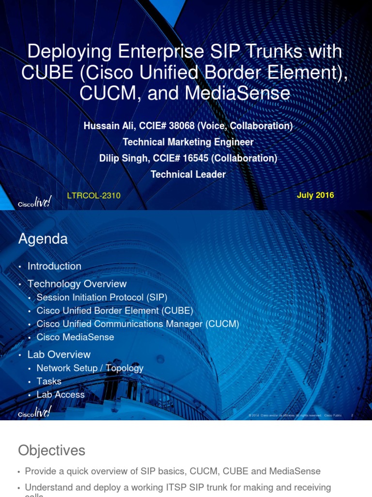 Deploying Enterprise SIP Trunks With CUBE, CUCM and MediaSense SBC PDF | PDF | Session ...