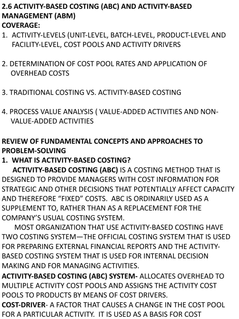 2.6 Activity Based Costing Abc Activity Based Management Abc | PDF ...
