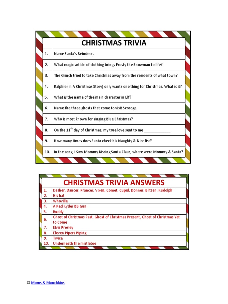 Christmas Trivia Answers | PDF
