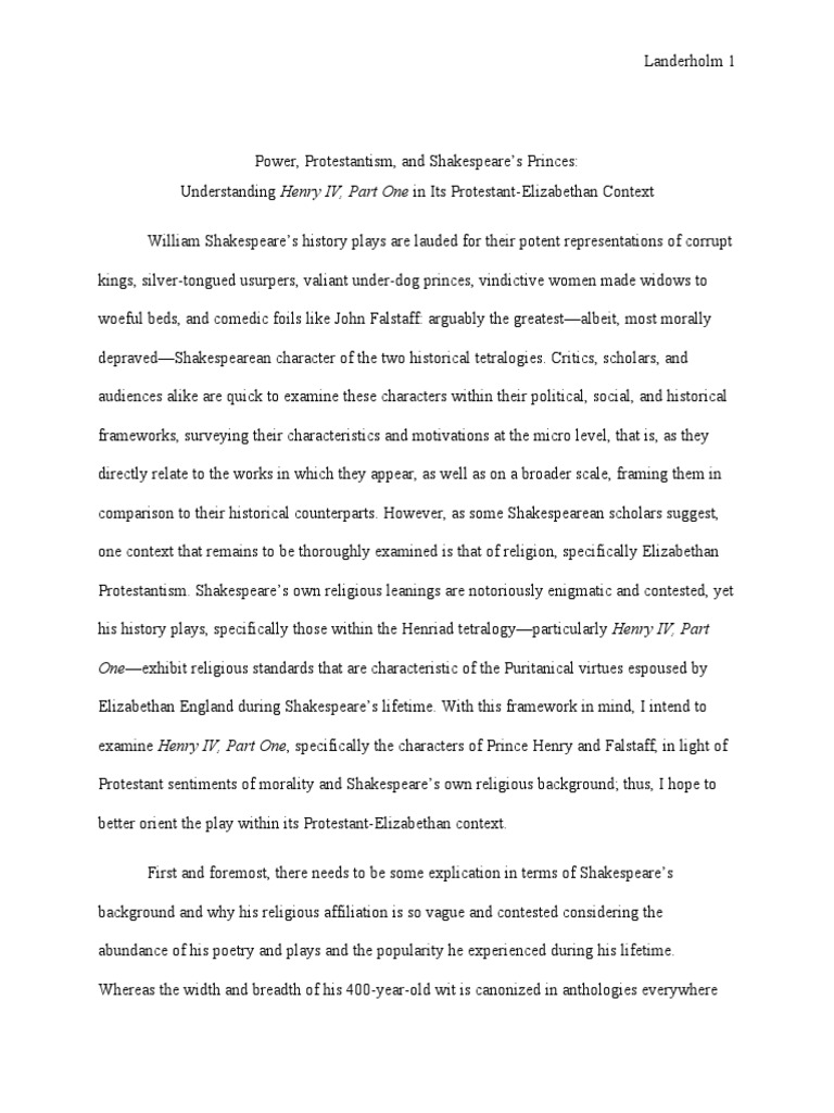 Critical Analysis of Henry IV Part One | PDF | Henry Iv, Part 1 | Falstaff