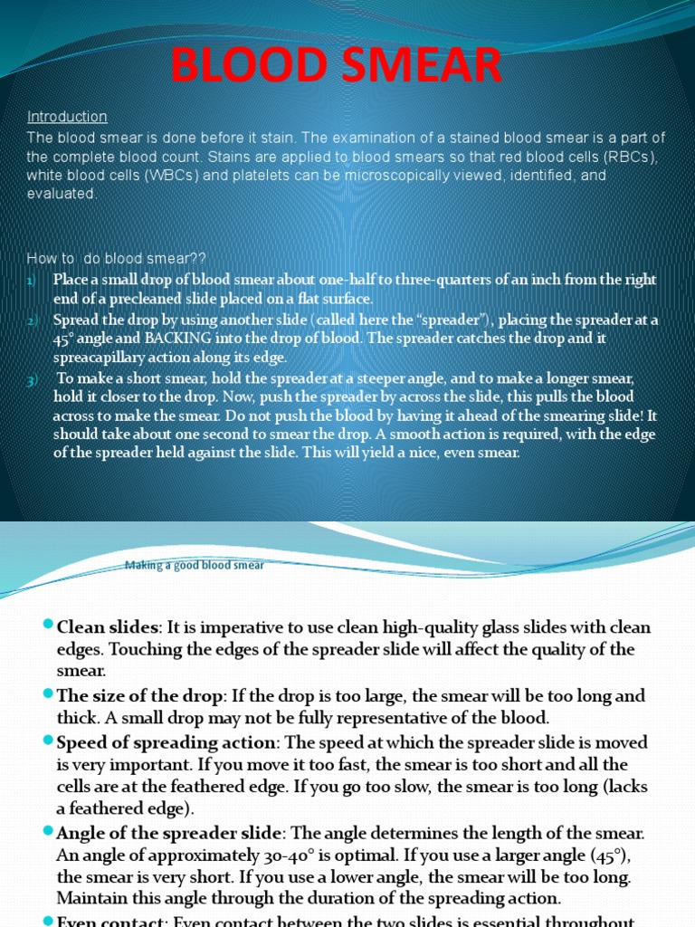Preparing an Accurate Blood Smear: Technique, Common Faults, and ...