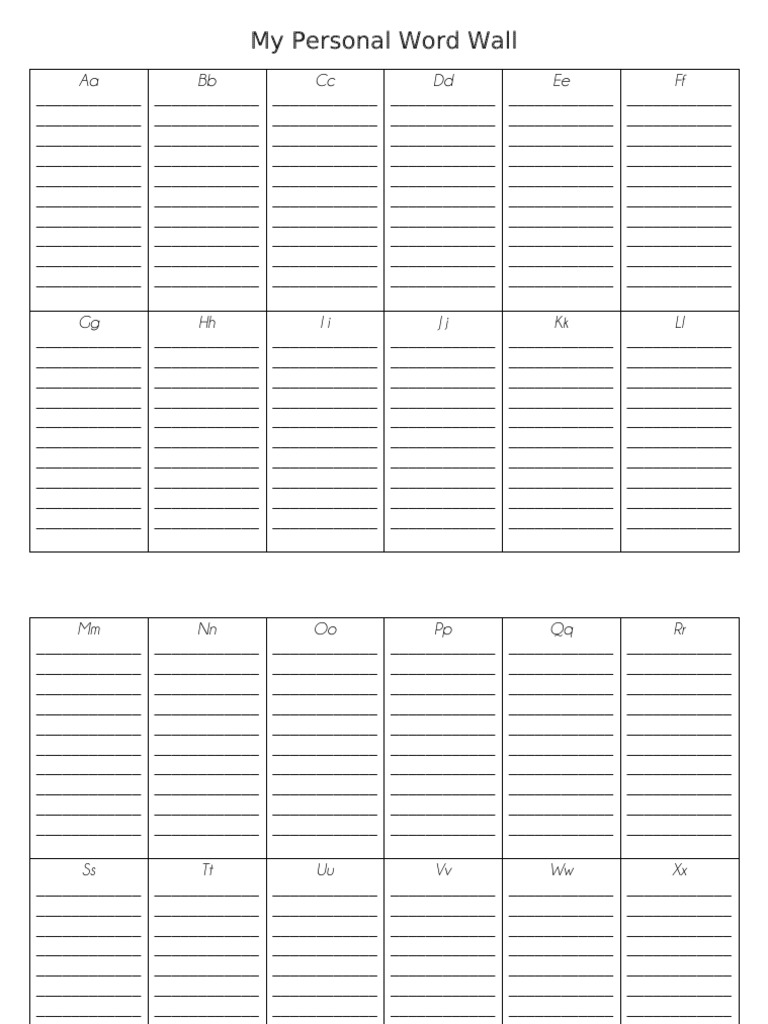 My Personal Word Wall | PDF