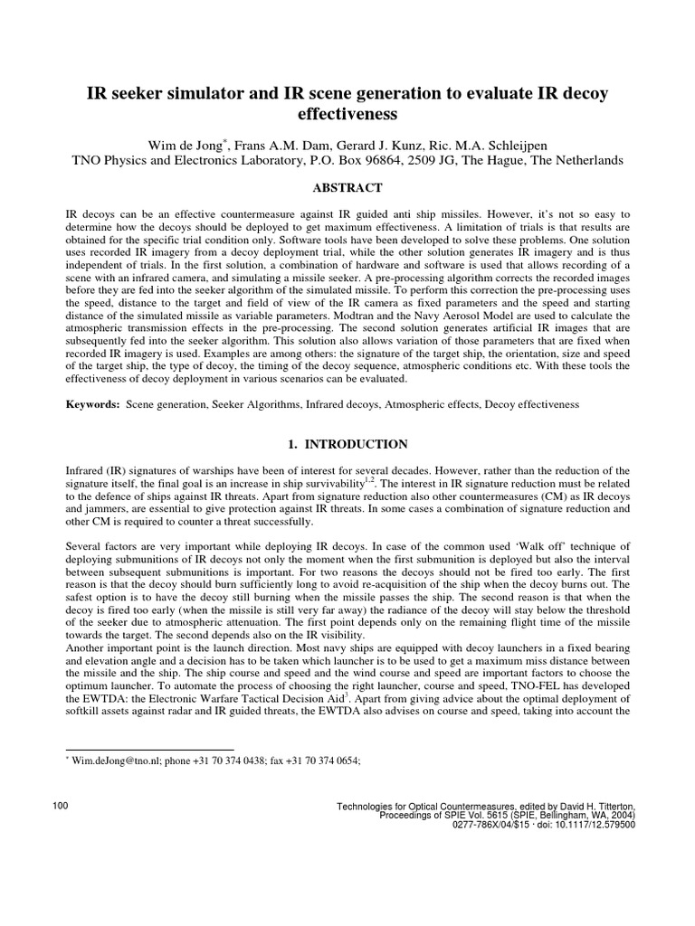 IR Seeker Simulator and IR Scene Generation To Evaluate IR Decoy ...