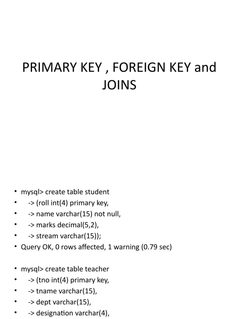 Primary Key and Foreign Key | PDF | Data Management Software ...