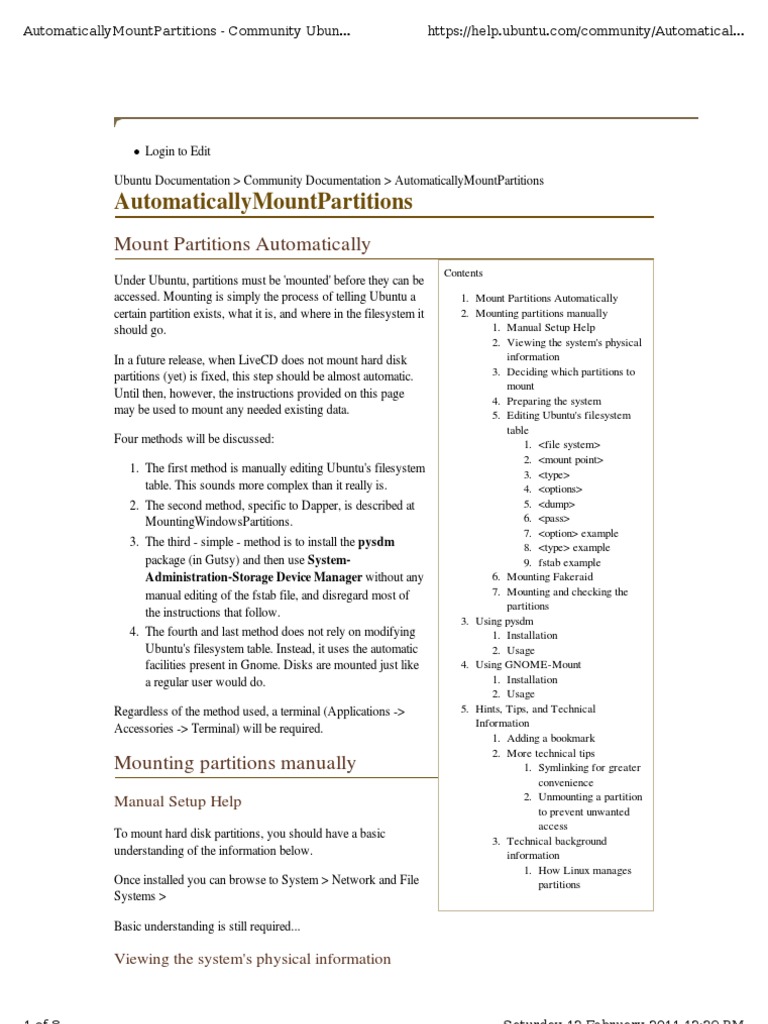 Automaticallymountpartitions: Mount Partitions Automatically | PDF | File System | Computer File