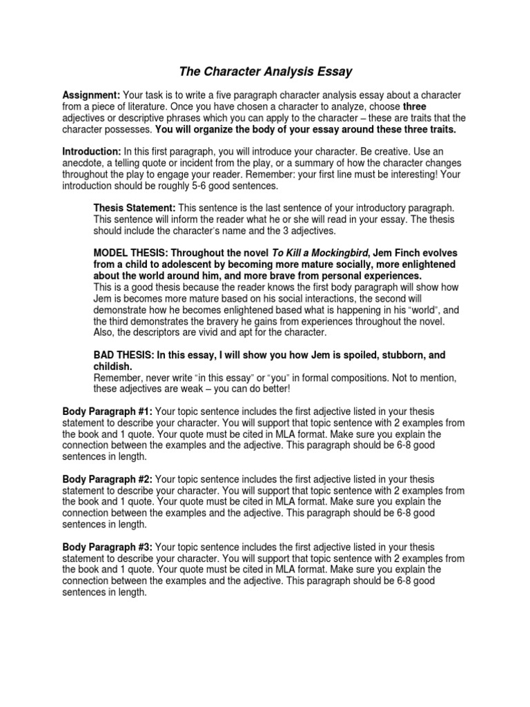 The Character Analysis Essay | PDF | Essays | Syntax
