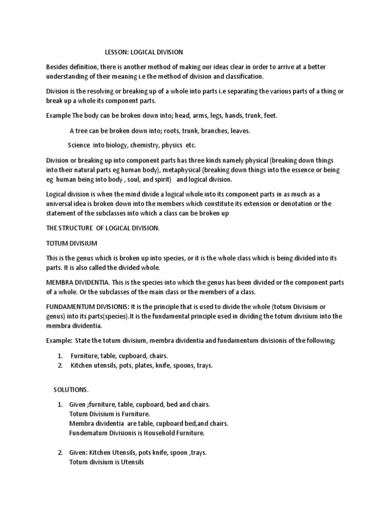 Logical Division PDF | PDF | Kitchen | Metaphysics