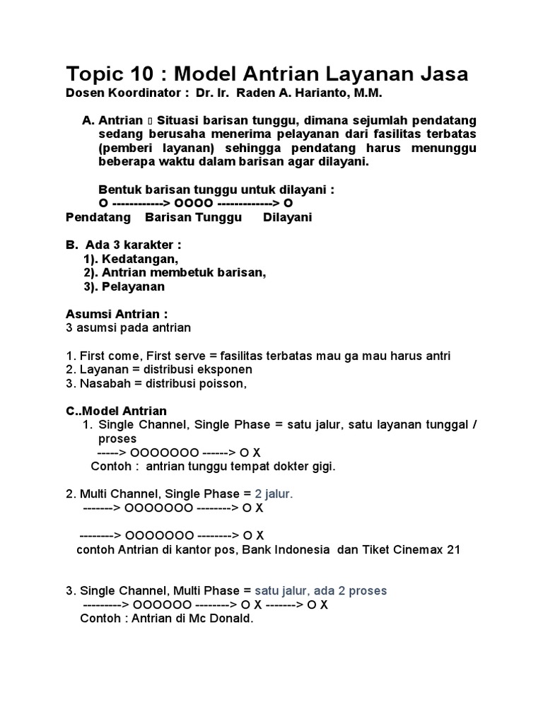 Topic 10 Model Antrian | PDF