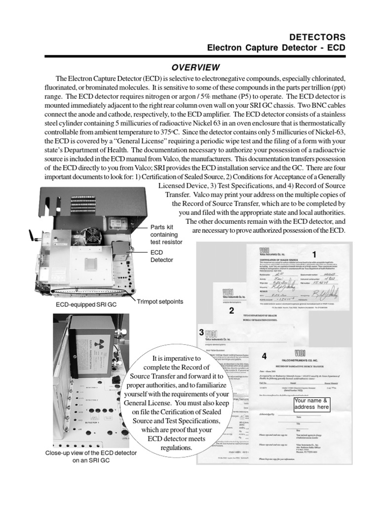 Detectors Electron Capture Detector - ECD: Parts Kit Containing Test ...
