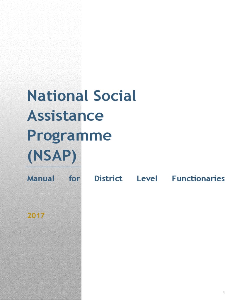National Assistance Programme (NSAP) National Social Ssistance ...
