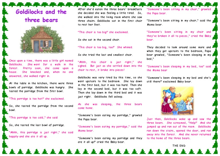 Goldilocks and The Three Bears Story | PDF | Goldilocks And The Three Bears