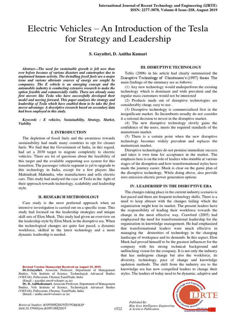 Tesla Case Study | PDF | Disruptive Innovation | Elon Musk