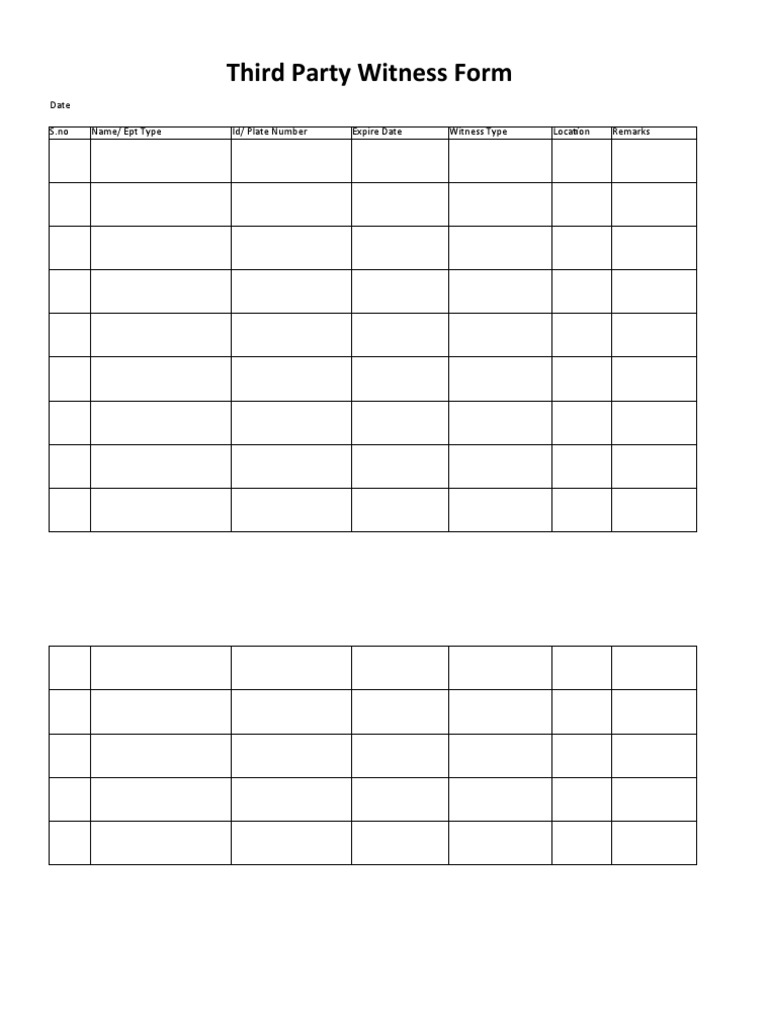 Third Party Witness Form Template | PDF