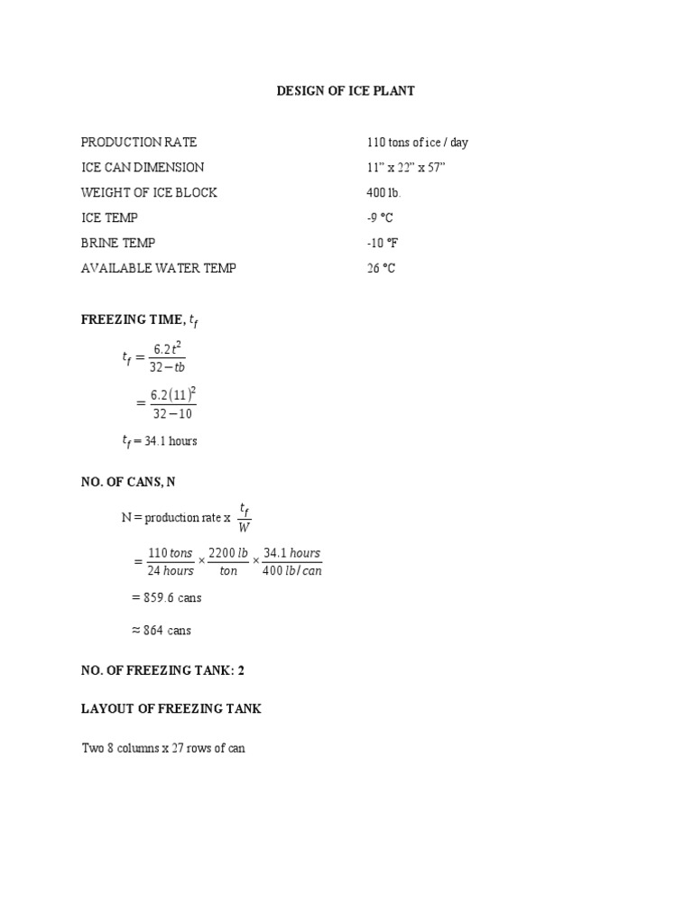 Ice Plant Design and Layout Details | PDF | Ice | Ton