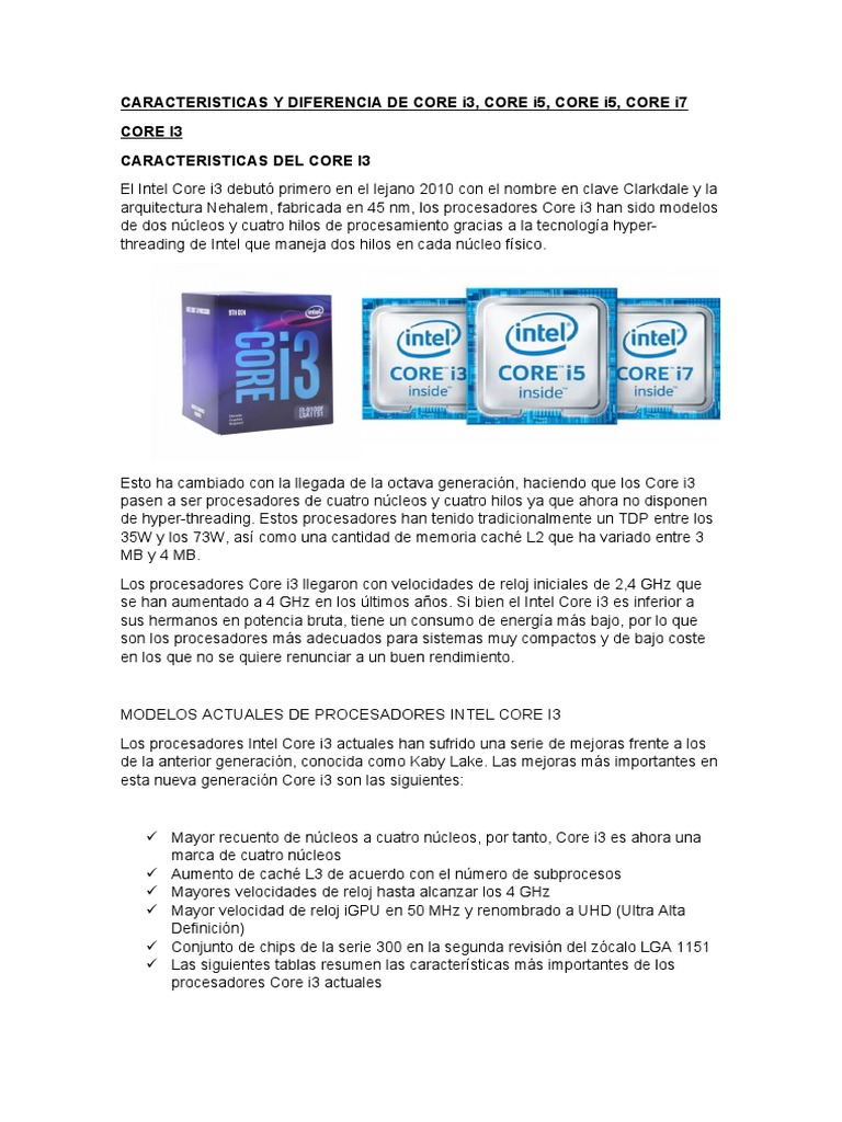 Core I3, Corei5, Core I7, Core I9 | PDF | Microprocesador | Equipo de ...