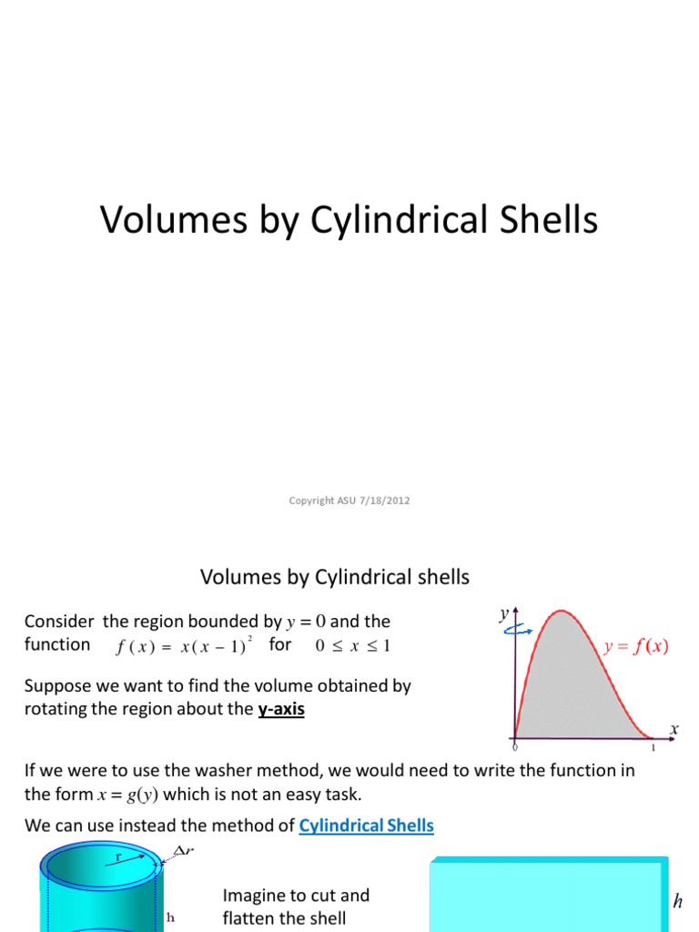 Volumes by Cylindrical Shells | PDF | Cartesian Coordinate System | Volume