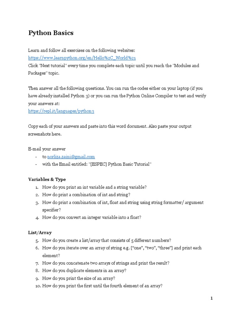 Python Basics Tutorial | PDF | Array Data Type | String (Computer Science)