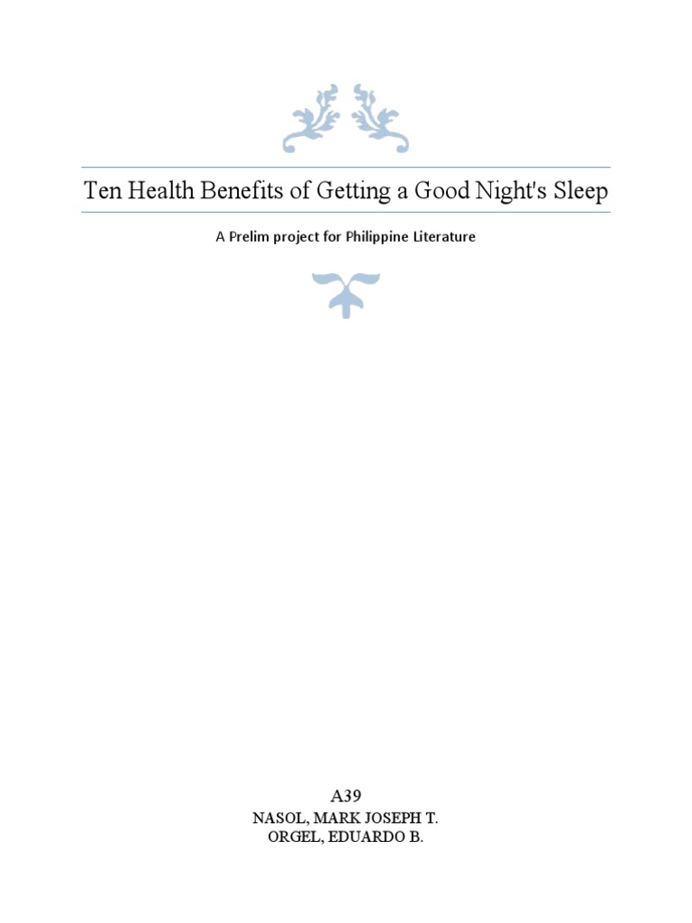 Ten Health Benefits of Getting A Good Nights Sleep | Download Free PDF ...