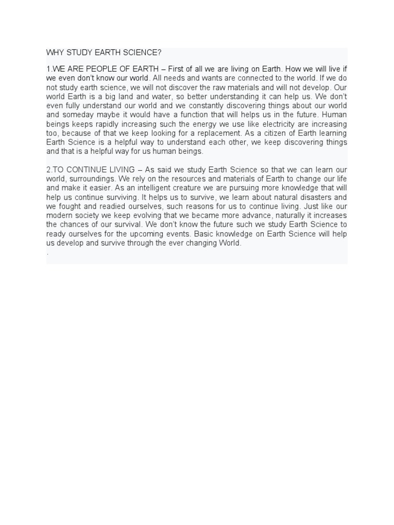 Importance of Studying Earth Science | PDF | Wellness