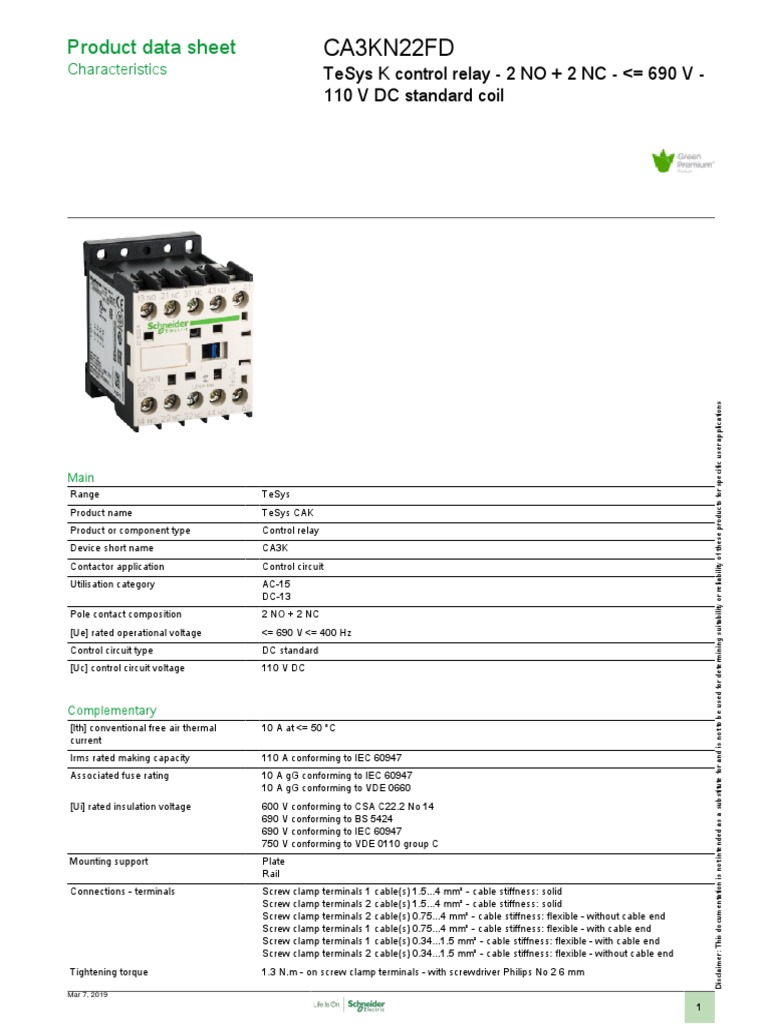TeSys Control Relays - CA3KN22FD | Download Free PDF | Electric Power ...