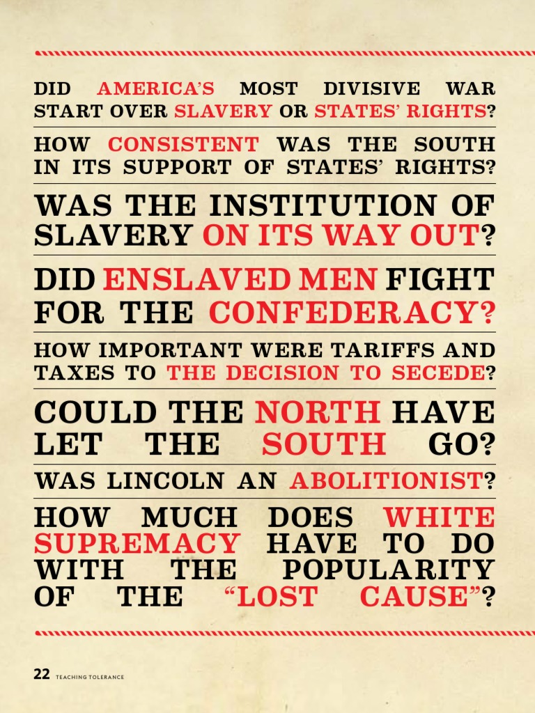 Civil War Myths: Slavery vs. States' Rights | PDF | Confederate States ...