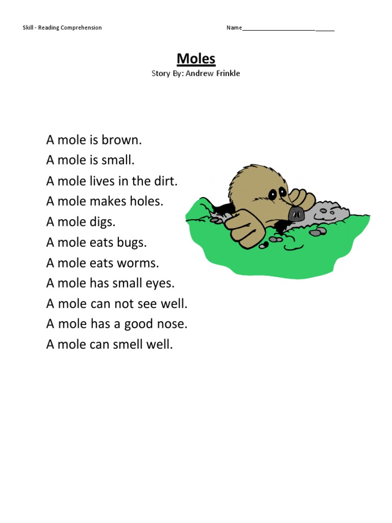 Moles: Story By: Andrew Frinkle | PDF | Language Arts & Discipline