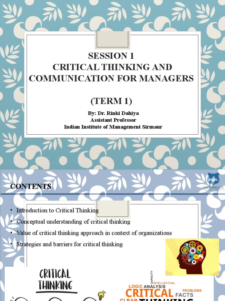 CCTM Session 1 | PDF | Critical Thinking | Self Awareness
