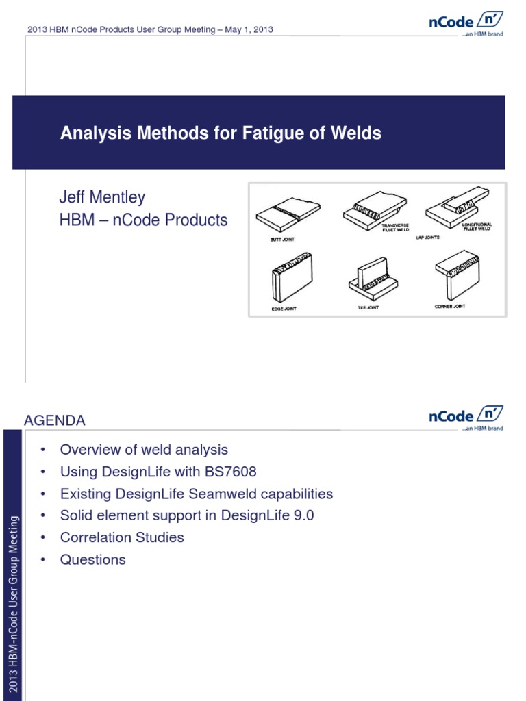 Analysis Methods For Fatigue of Welds: Jeff Mentley HBM - Ncode ...