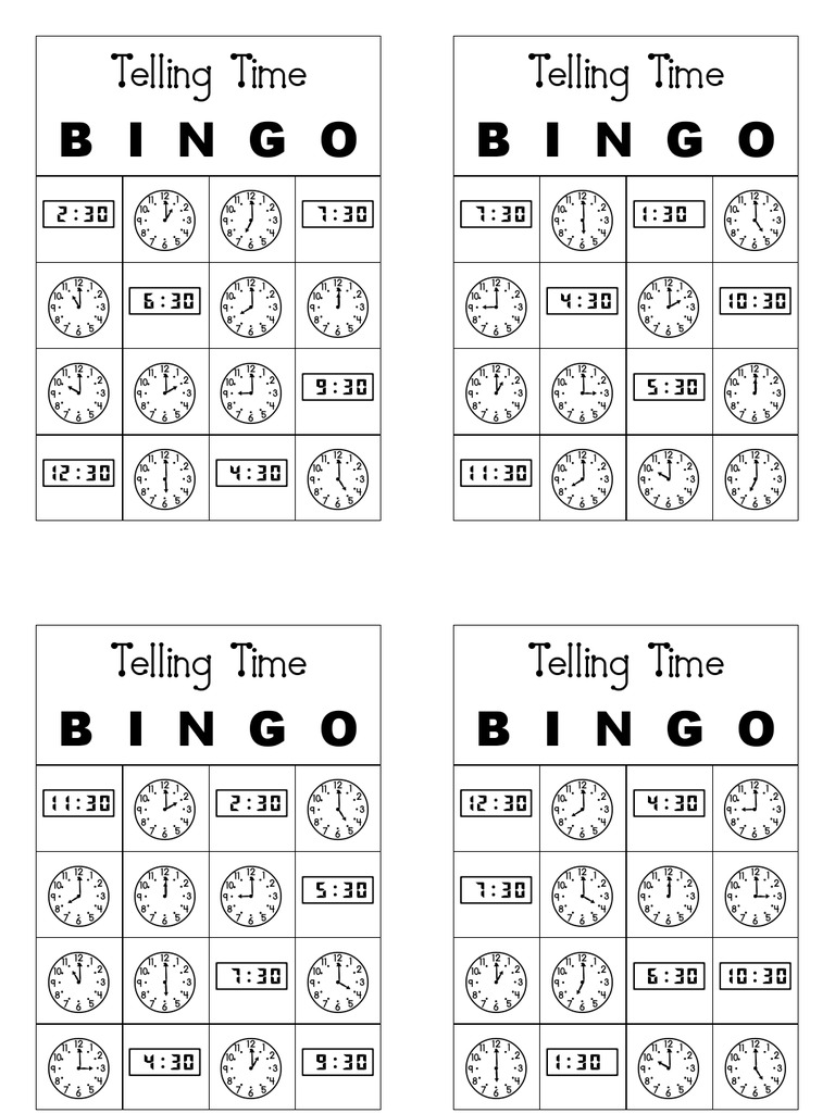 Telling Time Bingo Game | PDF