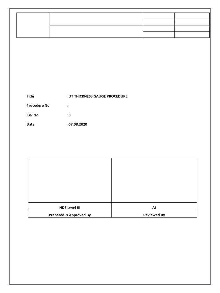 UT Thickness Gauge Procedure | PDF | Calibration | Scientific Observation
