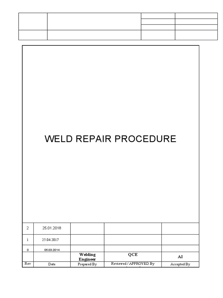 Welding Repair Procedure | PDF | Nondestructive Testing | Welding