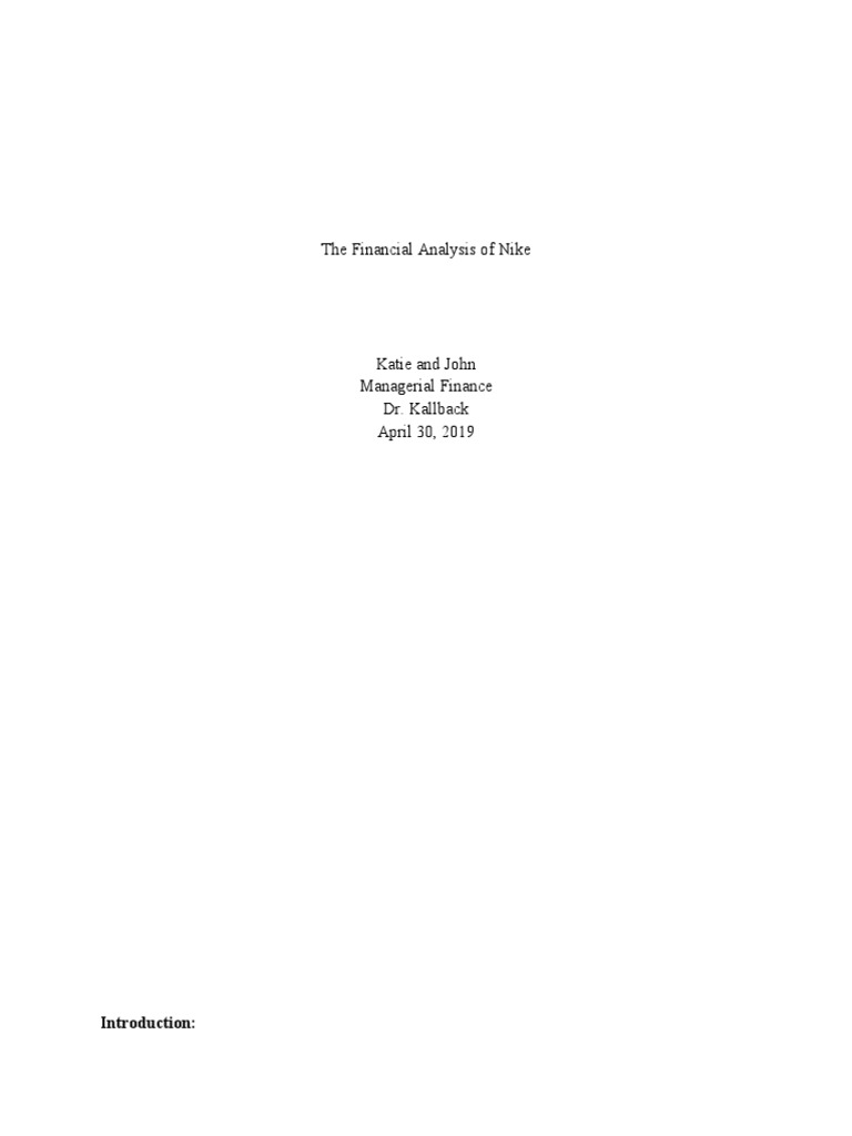 The Financial Health of Nike Final Paper | PDF | Beta (Finance) | Stocks