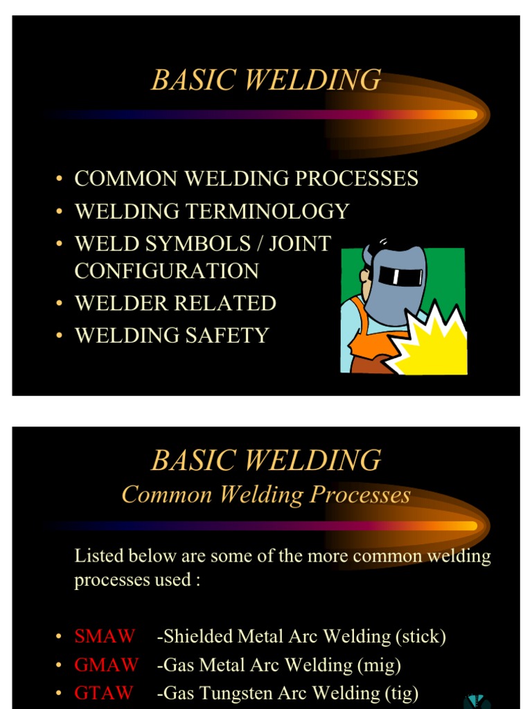 Common Welding Processes Welding Terminology Weld Symbols / Joint Configuration Welder Related ...