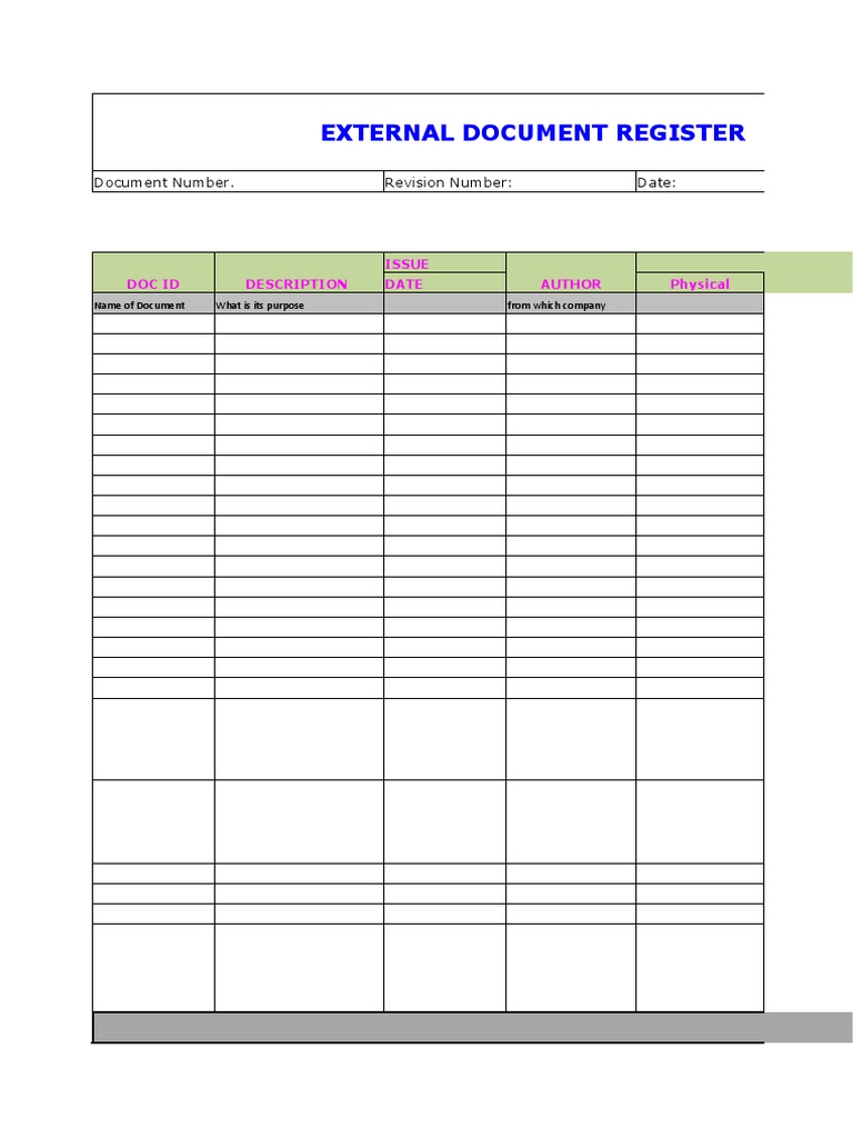 External Document Register | PDF