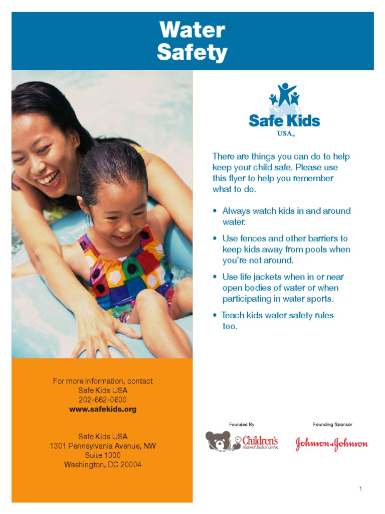 Water Safety: For More Information, Contact Safe Kids USA 202-662-0600 ...