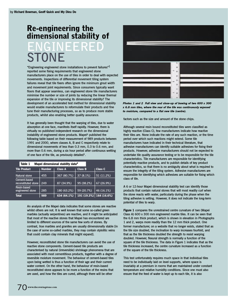 Engineered Stone Tile Stability | PDF | Deformation (Engineering) | Tile