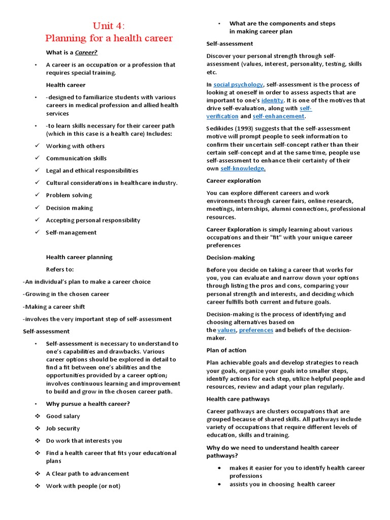 Health Career Planning Guide | PDF | Health Professional | Health Care