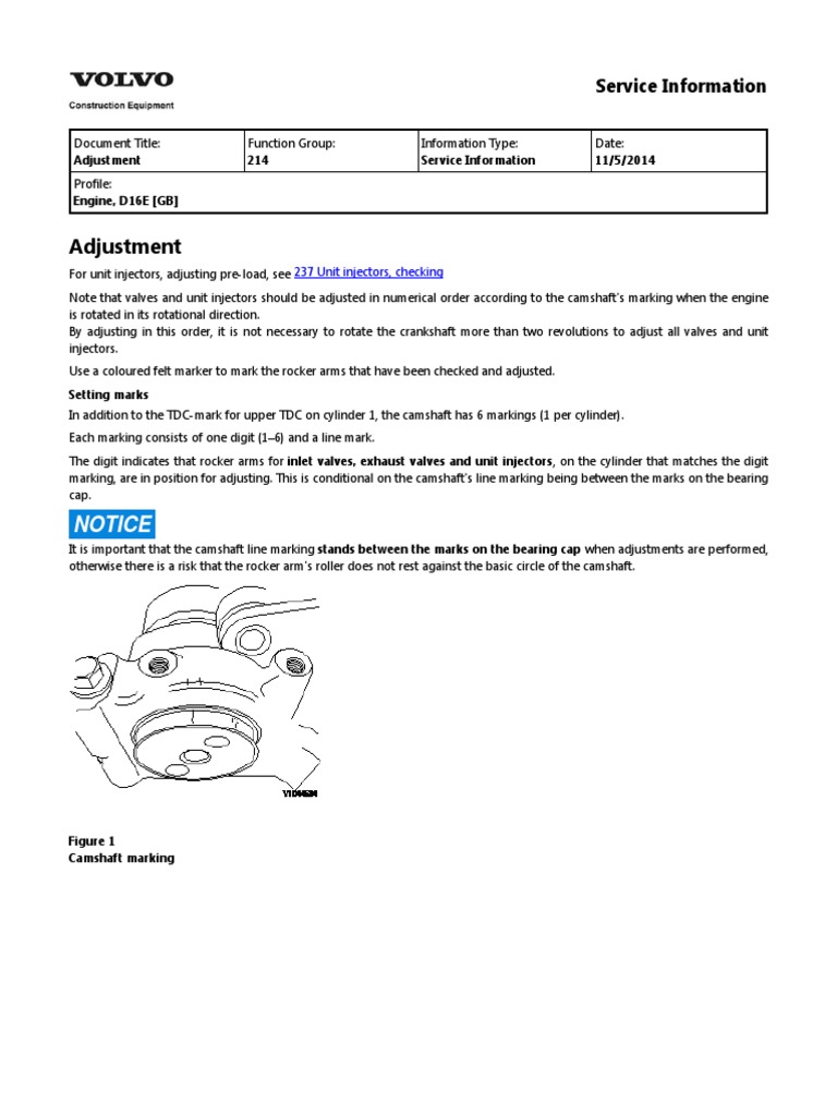 Volvo D16E Valve Adjustment | PDF