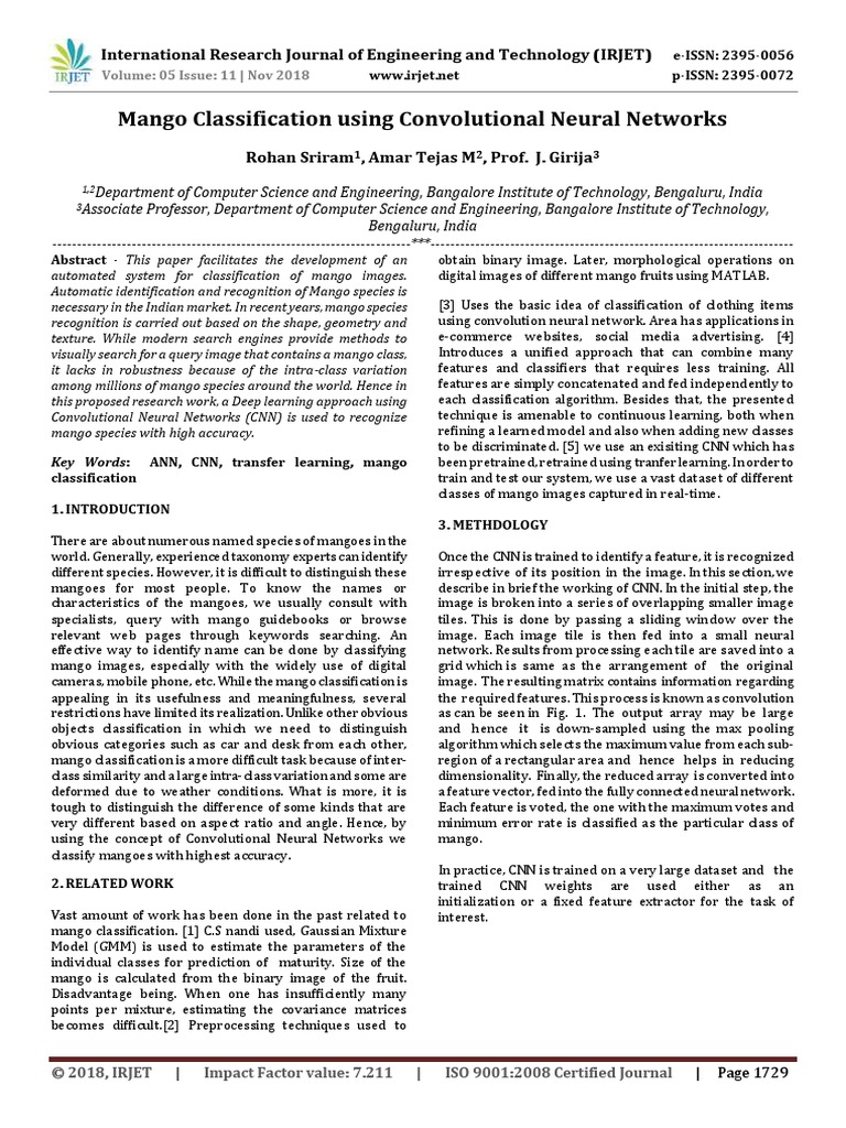 Mango Classification Using Convolutional Neural Networks | PDF | Artificial Intelligence ...