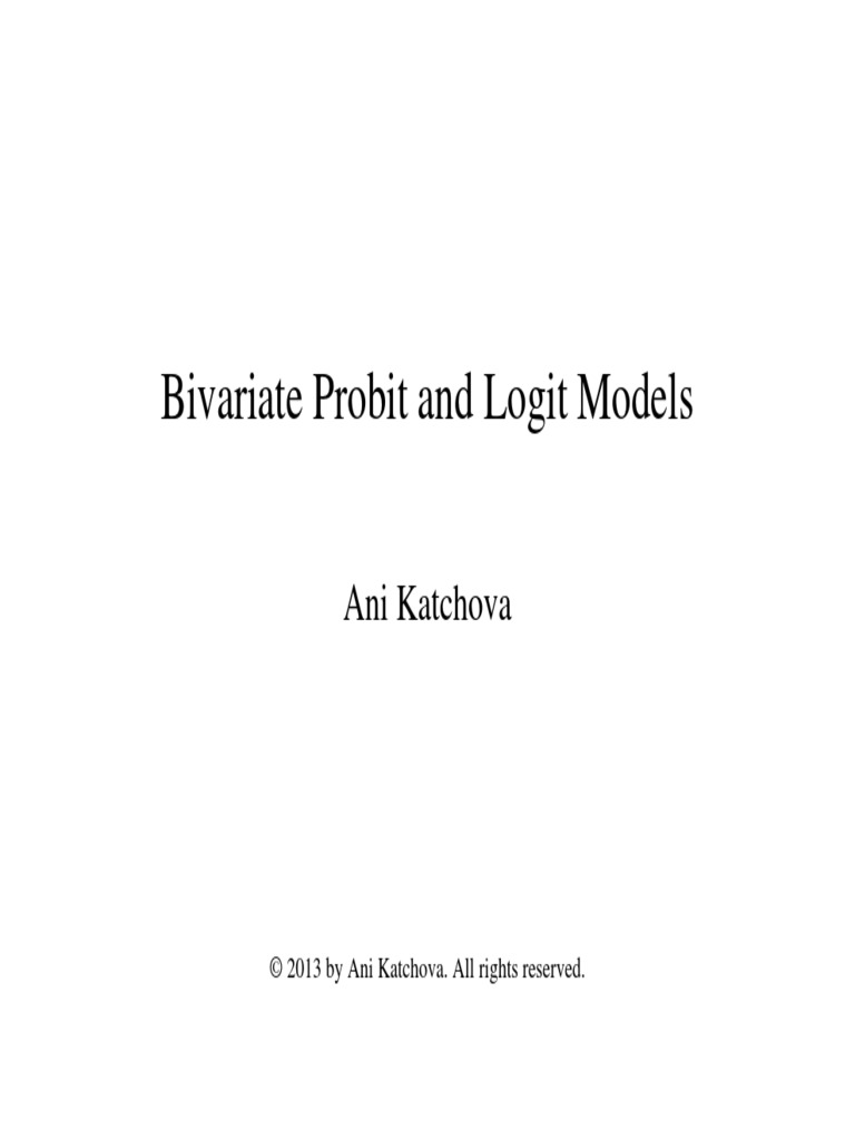 Bivariate Probit and Logit Models | PDF