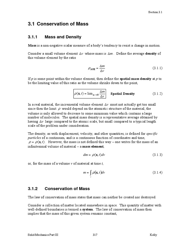 Stress Balance Principles 01 Conservation of Mass | PDF | Continuum ...