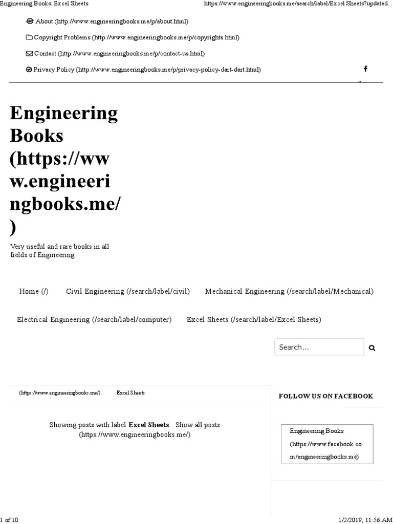 Engineering Books - Excel Sheets PDF | PDF | Engineering | Civil ...