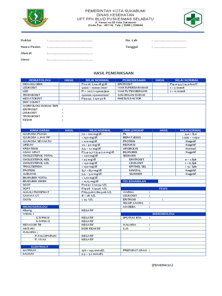 Form Hasil Lab | PDF