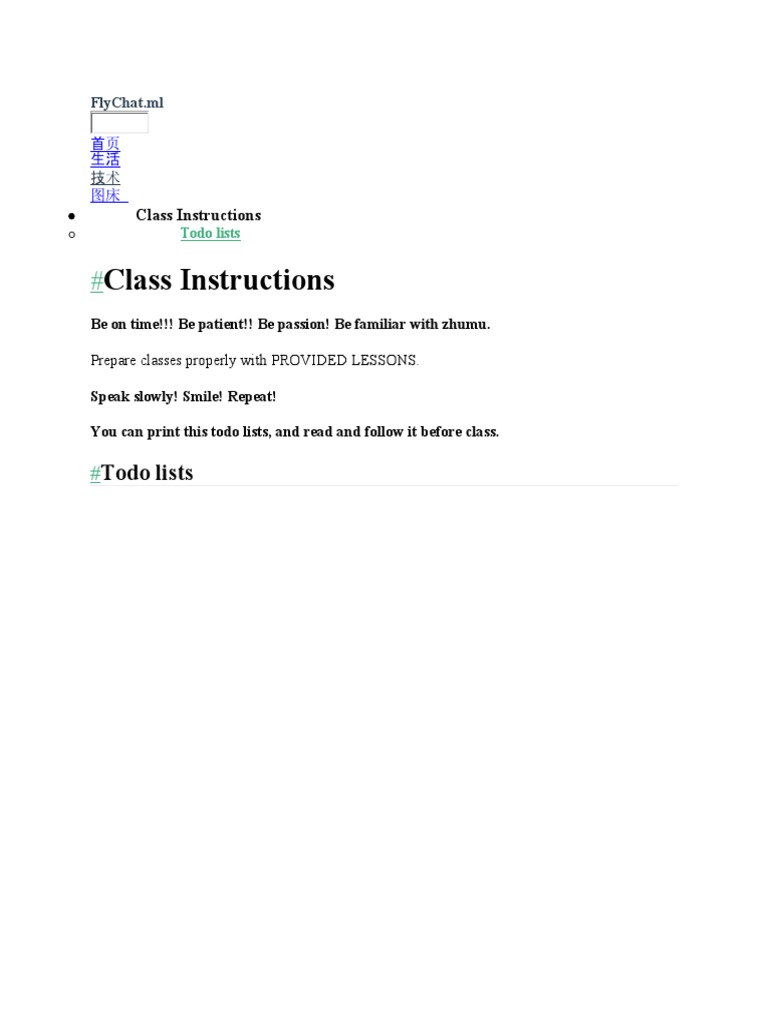Class Instructions: Todo Lists | PDF
