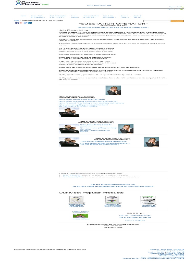SUBSTATION OPERATOR - Job Description PDF | PDF | Electrical Substation ...