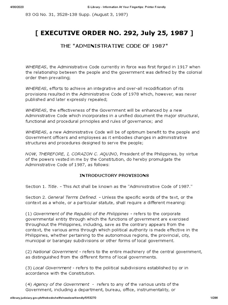 Eo 292 PDF | PDF | Initiative | Constitutional Amendment