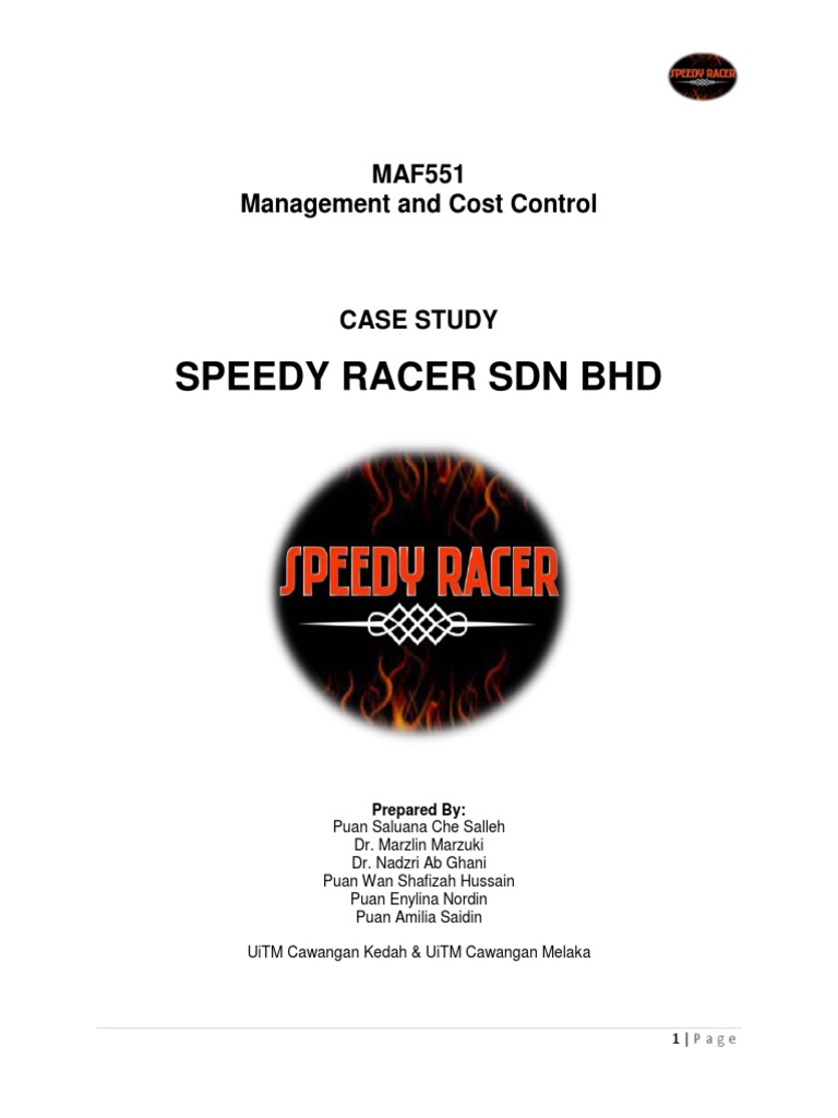 Case Study Package - SPEEDY RACER | PDF | Vehicle Technology | Vehicles