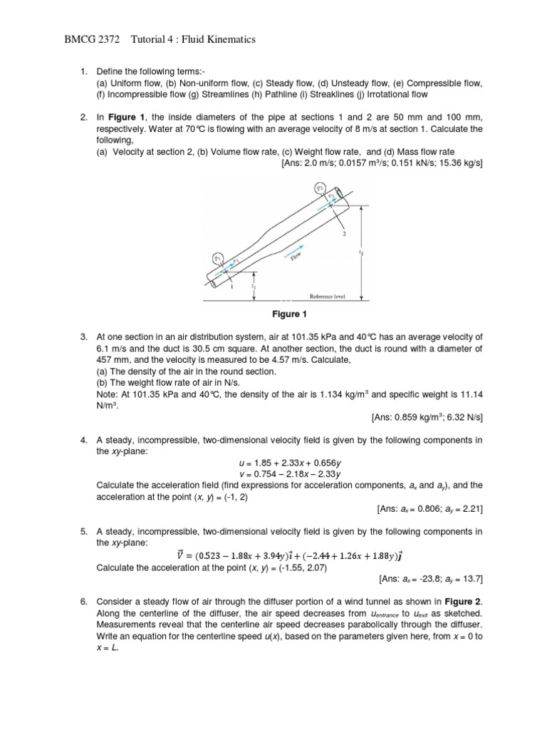 Tutorial 4 - Fluid Kinematics | PDF | Fluid Dynamics | Classical Mechanics